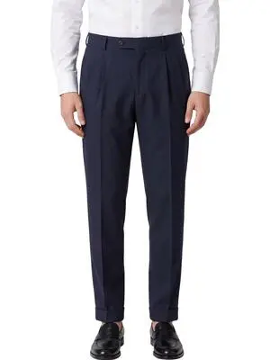 SANTANIELLO Tailored Trousers With Pleats And Cuffed Hem - Blue