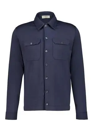 PIACENZA CASHMERE 1733 Blue Silk Cotton Overshirt