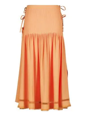 Rabanne Bow Detail Pleated Midi Skirt - Orange