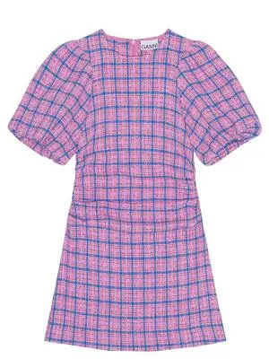 GANNI Check Suiting Mini Dress - Pink