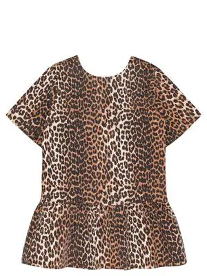 GANNI Leopard Print Mini Denim Dress - Mixed
