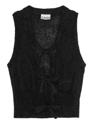 GANNI Tie String Vest - Black