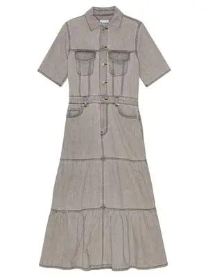 GANNI Long Denim Dress - Grey