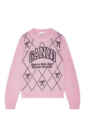 GANNI Graphic Bow Sweater - Pink