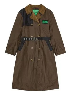 GANNI X Barbour Waxed Trench Coat - Brown