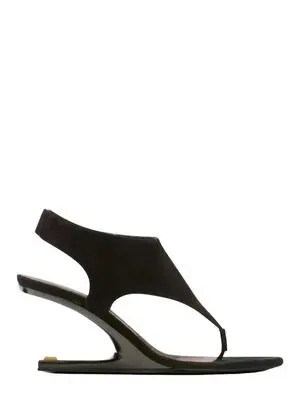 Balmain Suede Thong Sandals - Black