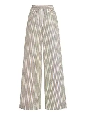 Brunello Cucinelli Cotton Poplin Striped Trousers - Neutrals