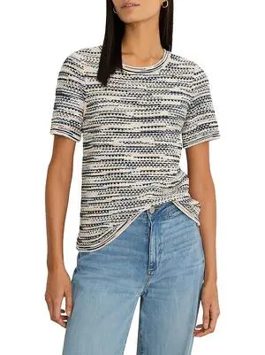 NIC+ZOE Spacedye Tuck Stitch Sweater Tee - Red Multi