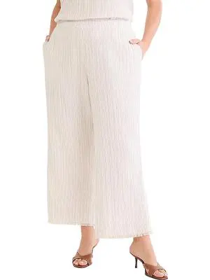 NIC+ZOE Pinstripe Gauze Wide Leg Pants - Neutral Multi