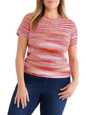 NIC+ZOE Spacedye Tuck Stitch Sweater - Red Multi
