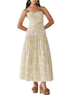 EDDY Lydia Lace-trimmed Floral Dress - Lucca Green