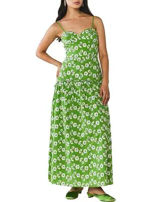 EDDY Lydia Lace-trimmed Floral Dress - Magnolia Green Embroidery