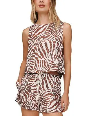 Bella Dahl Sleeveless Boat Neck Top - Abstract Shell Print