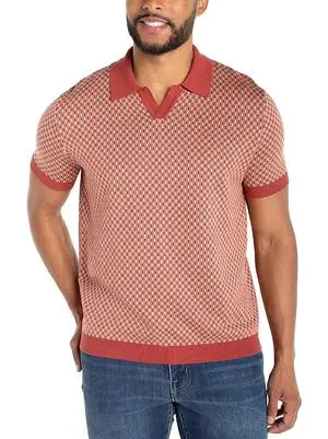 LIVERPOOL Short Sleeve Johnny Collar Sweater Shirt - Rust Tan