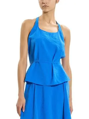 Theory Belted Halter Neck Top - Jewel Blue