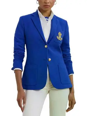 Ralph Lauren Piqué Blazer With Logo Patch - Blue