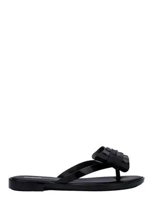 Melissa Bow-detail Flat Sandals - Black