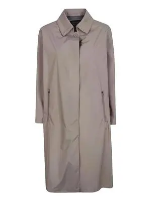 Herno Concealed-fastening Pleated Coat - Grey