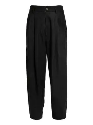 ZIGGY CHEN Pleated Wide Leg Trousers - Black