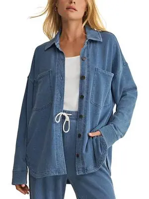 Z Supply All Day Knit Denim Jacket - Calypso Blue Indigo