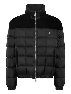BILLIONAIRE Quilted Suede-panel Puffer Jacket - Black