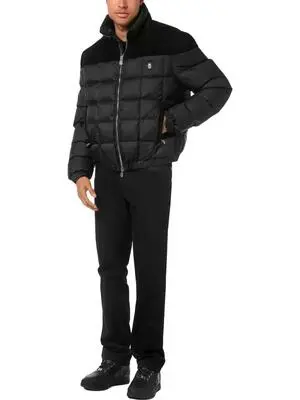 BILLIONAIRE Quilted Suede-panel Puffer Jacket - Black