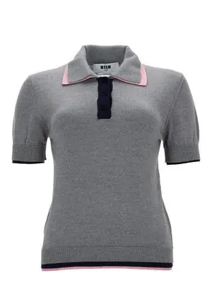 MSGM Polo In Wool With Double Border
