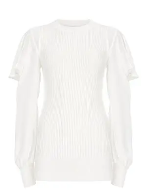 Sacai Top With Sheer Sleeves - White