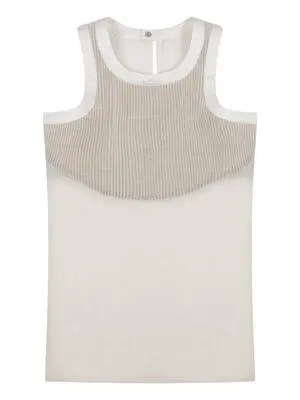 Sacai Sleeveless Chiffon Top - Ivory