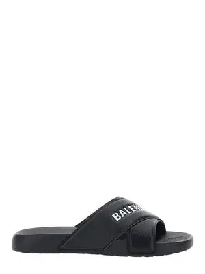 Balenciaga Sportypool Logo-print Crossover Sandals - Black