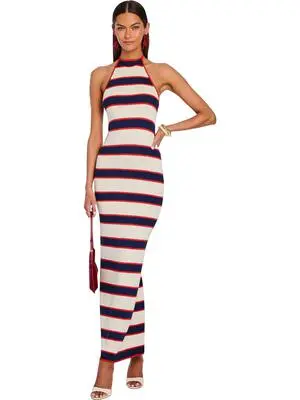 SEROYA Arabella Knit Maxi Dress - Eggshell Stripe