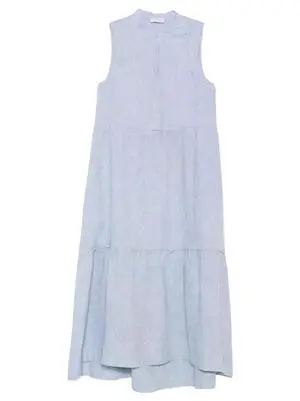 Peserico Tiered Sleeveless Midi Dress - Blue