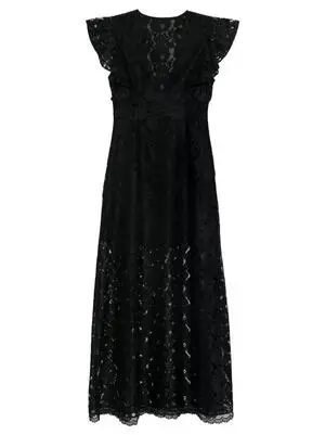 Cynthia Rowley Lace & Silk Charmeuse Midi Dress - Black | Editorialist