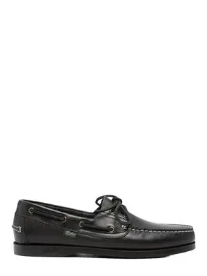Paraboot Barth Leather Boat Shoes - Black