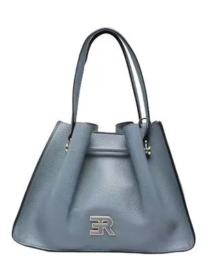 ERMANNO FIRENZE Anora Small Logo-plaque Grained-leather Tote - Blue