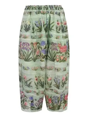 Biyan Pita Floral-print Organza Trousers - Green