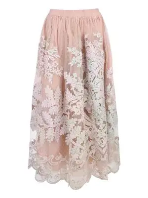 Biyan Mabel Embroidered Tulle Skirt - Pink