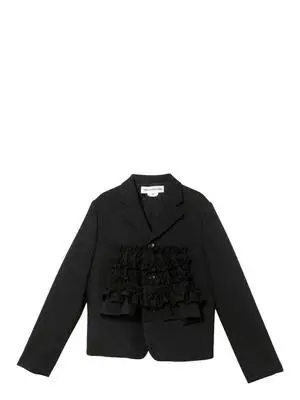 Comme Des Garçons Ruffled Camp Collar Blazer - Black