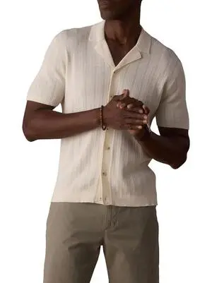 THE NORMAL BRAND Robles Texture Knit Camp Shirt - Ivory