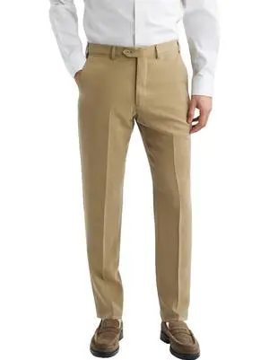 Emporio Armani Flat Front Suit Pants - Tan