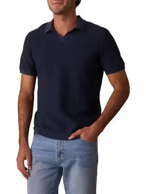 THE NORMAL BRAND Robles Bird's Eye Polo - Denim/dark Navy