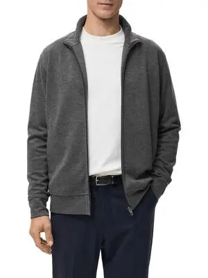 Mango Regular Fit Zip Jacket - Dark Heather Grey