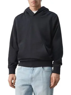 Mango Regular Fit Cotton Fleece Hoodie - Navy