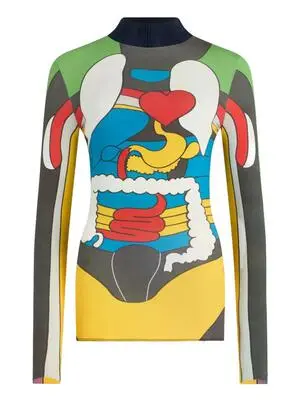 JEAN PAUL GAULTIER Body Map Print Long-sleeved Top - Grey