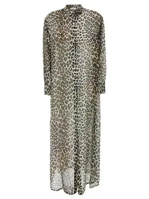 JUCCA Leopard-print Shirt Dress - Neutrals