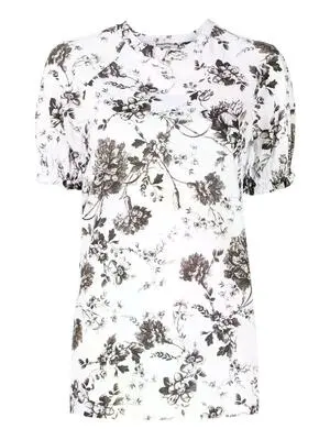 Erdem Floral-print Cotton T-shirt - White