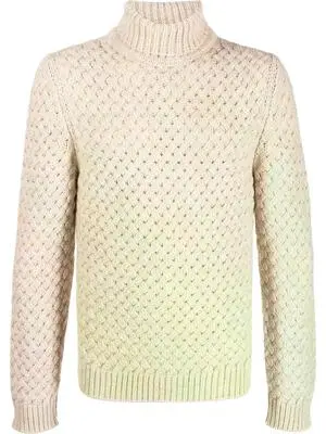 LARDINI Cable Knit Roll Neck Pullover - Neutrals