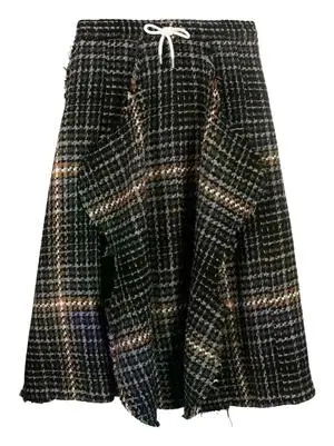 CHARLES JEFFREY Check Pattern Midi Skirt - Black