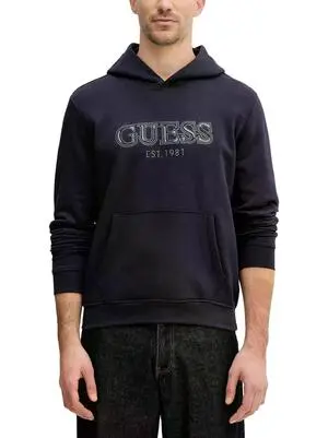 Guess Logo-embroidered Hoodie - Blue