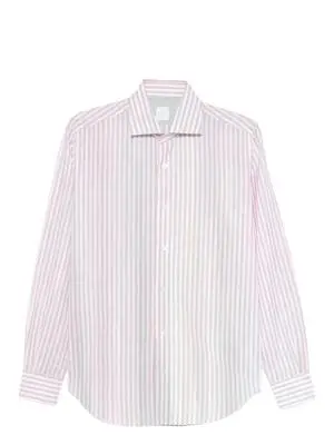 Eleventy Striped-print Long-sleeve Shirt - Pink
